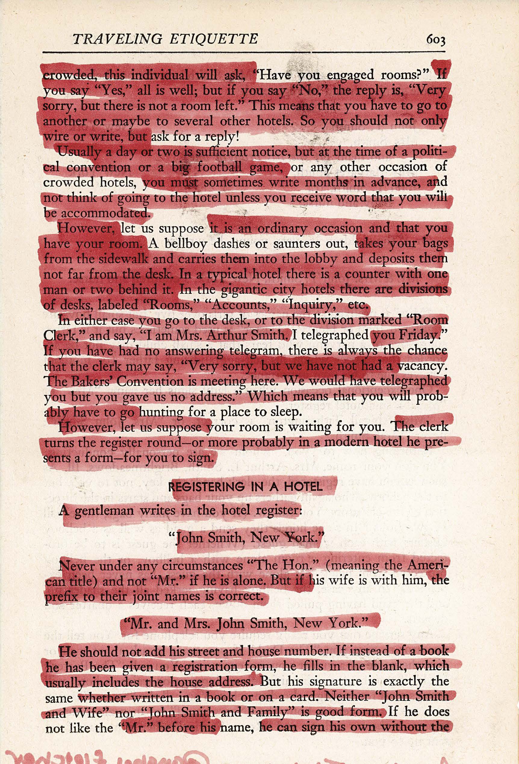 Traveling Etiquette – Blackout Poetry Project