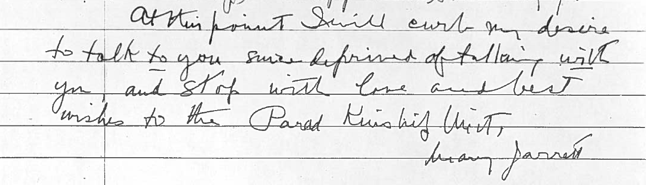 “Give My Best to Miss Collins” Mary Jarrett’s partner of 40+ years – A ...